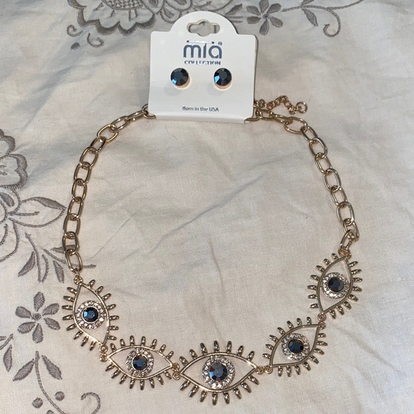 MIA | Jewelry | Mia Collection Gold And Blue Eye Necklace Set | Poshmark